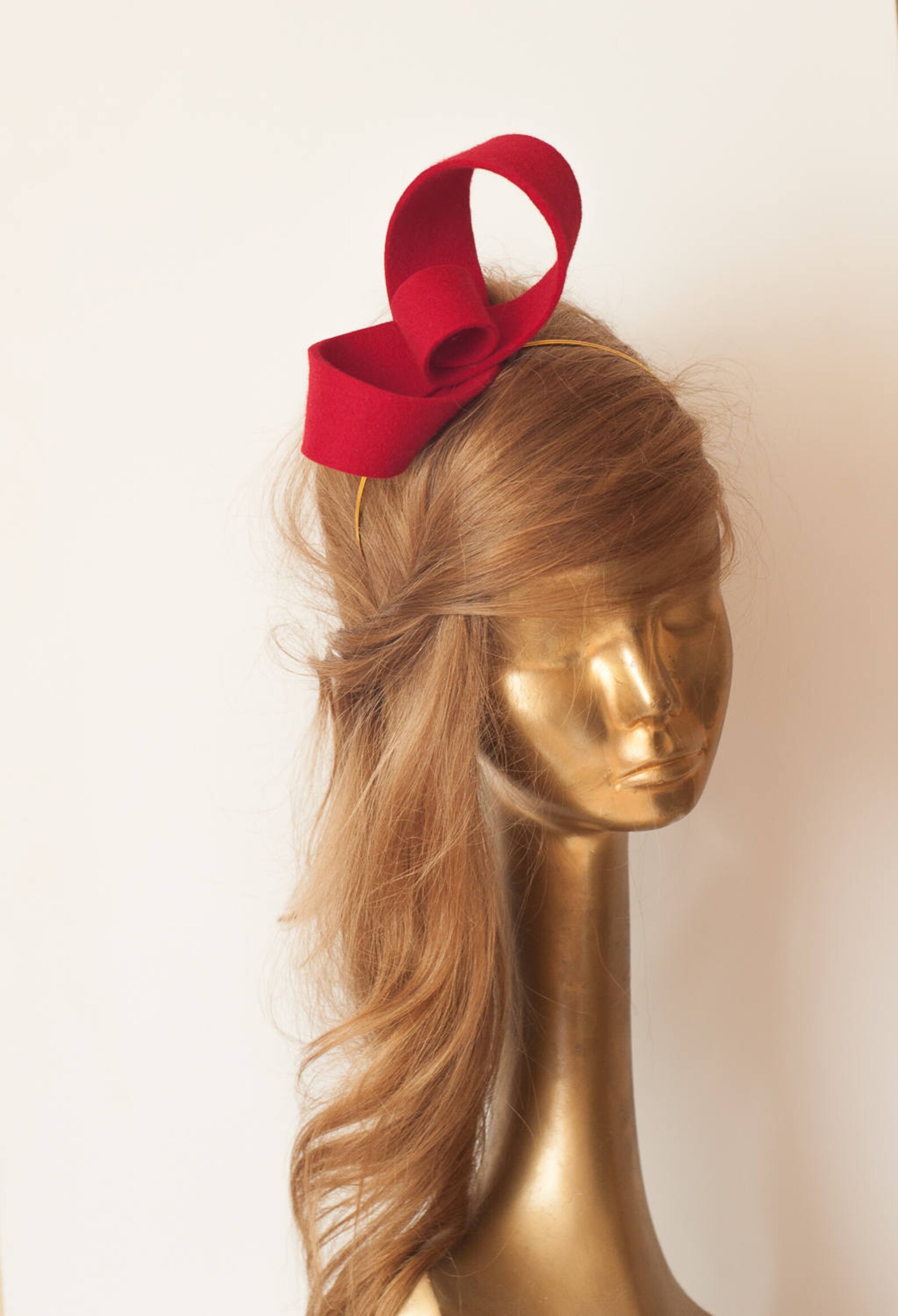 Unique Modern Red FELT FASCINATOR. BRIDAL Fascinator . Red | Etsy