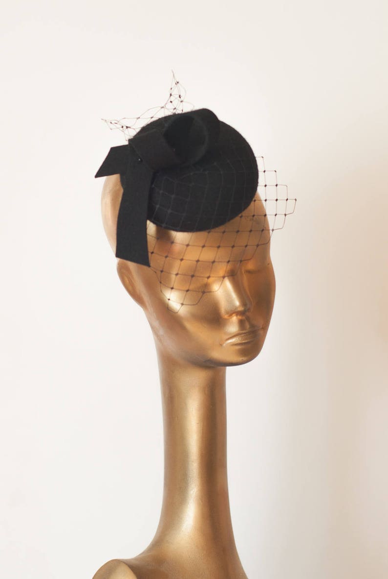 Unique Modern Black FELT FASCINATOR. BRIDAL Fascinator - Etsy