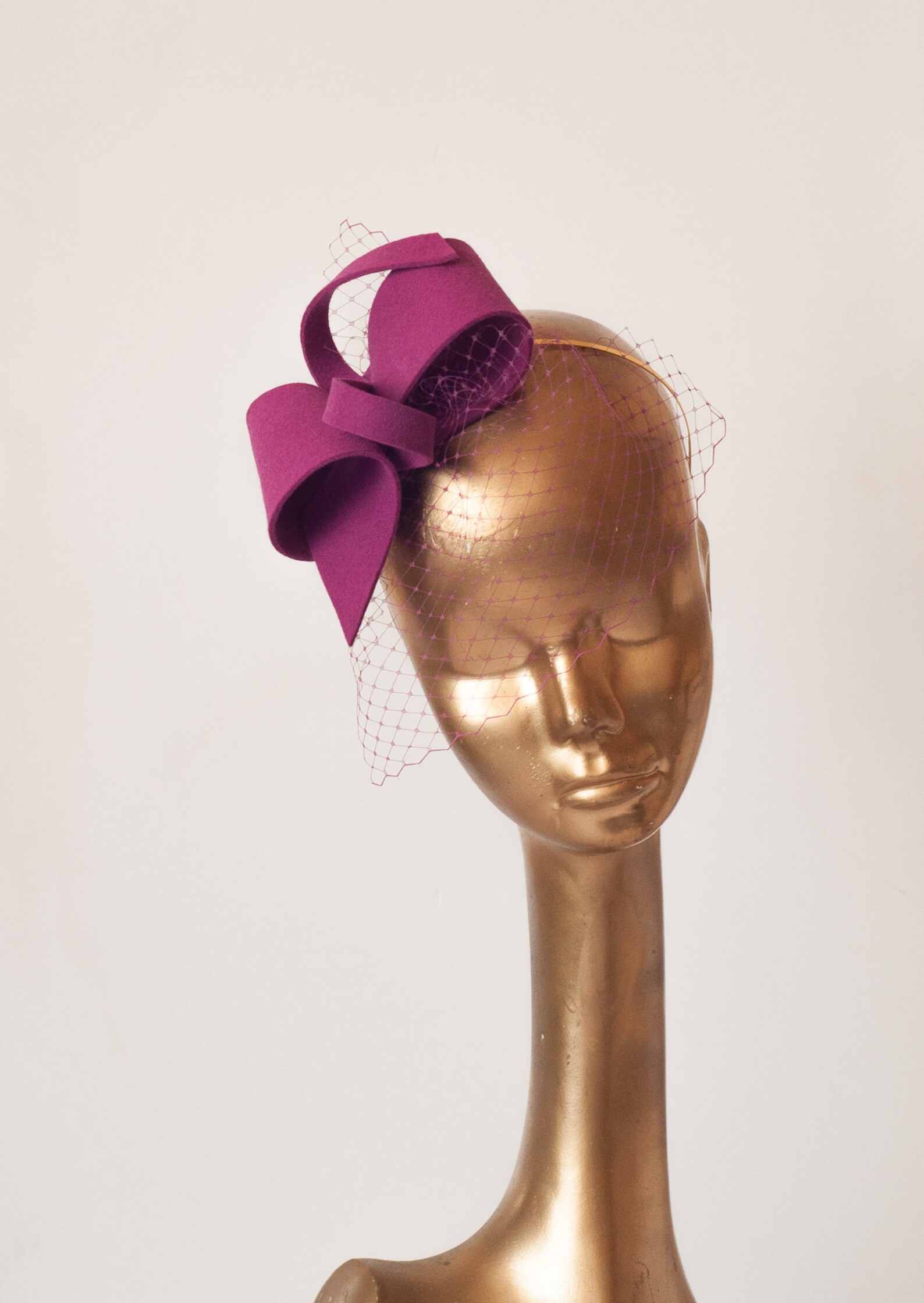 Unique Modern Fuchsia FELT FASCINATOR. BRIDAL Fascinator With | Etsy