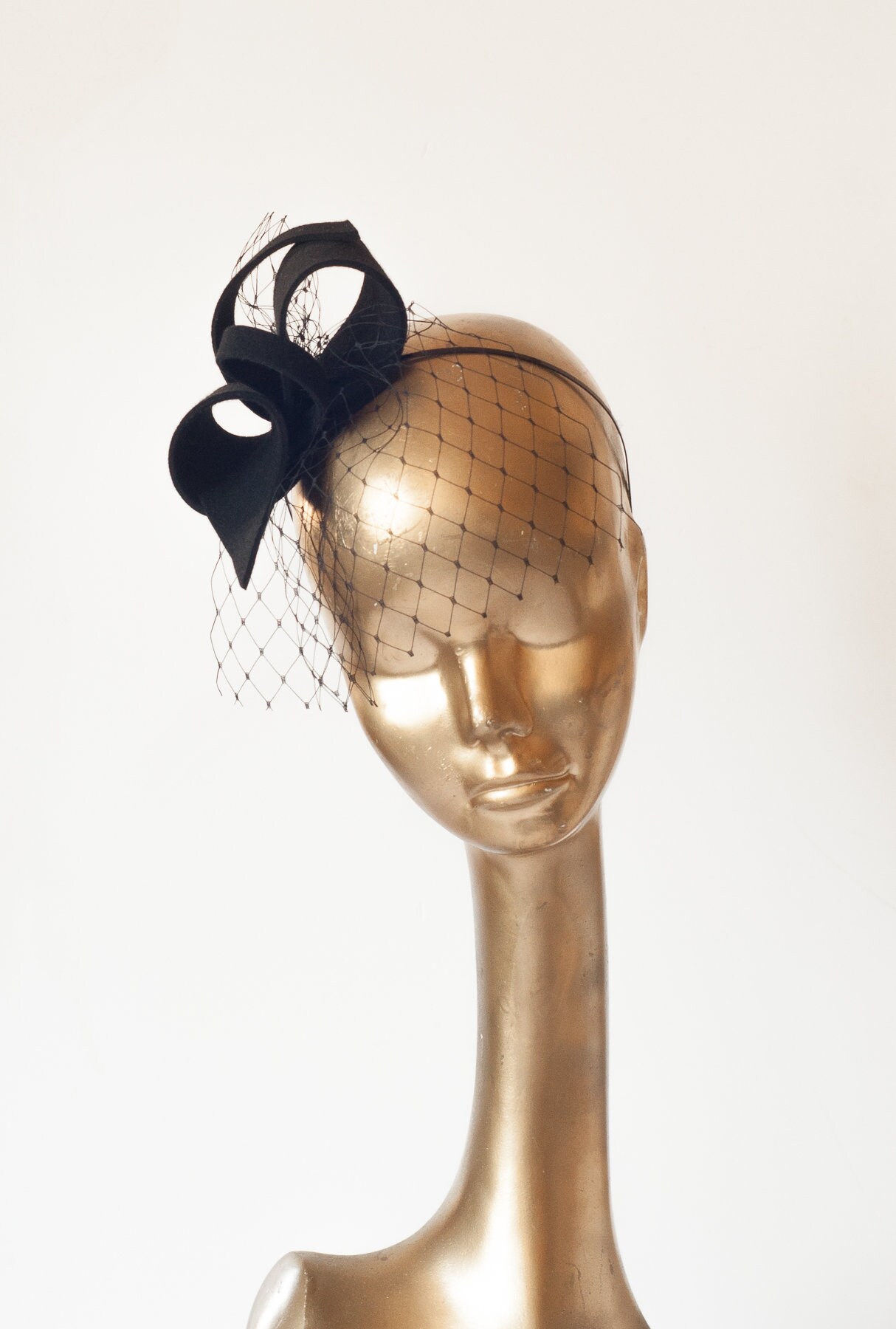 Unique Modern Black FELT FASCINATOR BRIDAL Fascinator . | Etsy