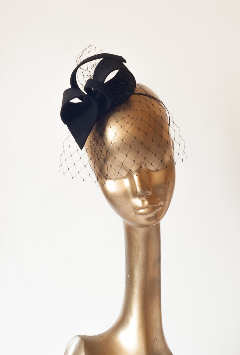 Unique Modern Black FELT FASCINATOR BRIDAL Fascinator . - Etsy