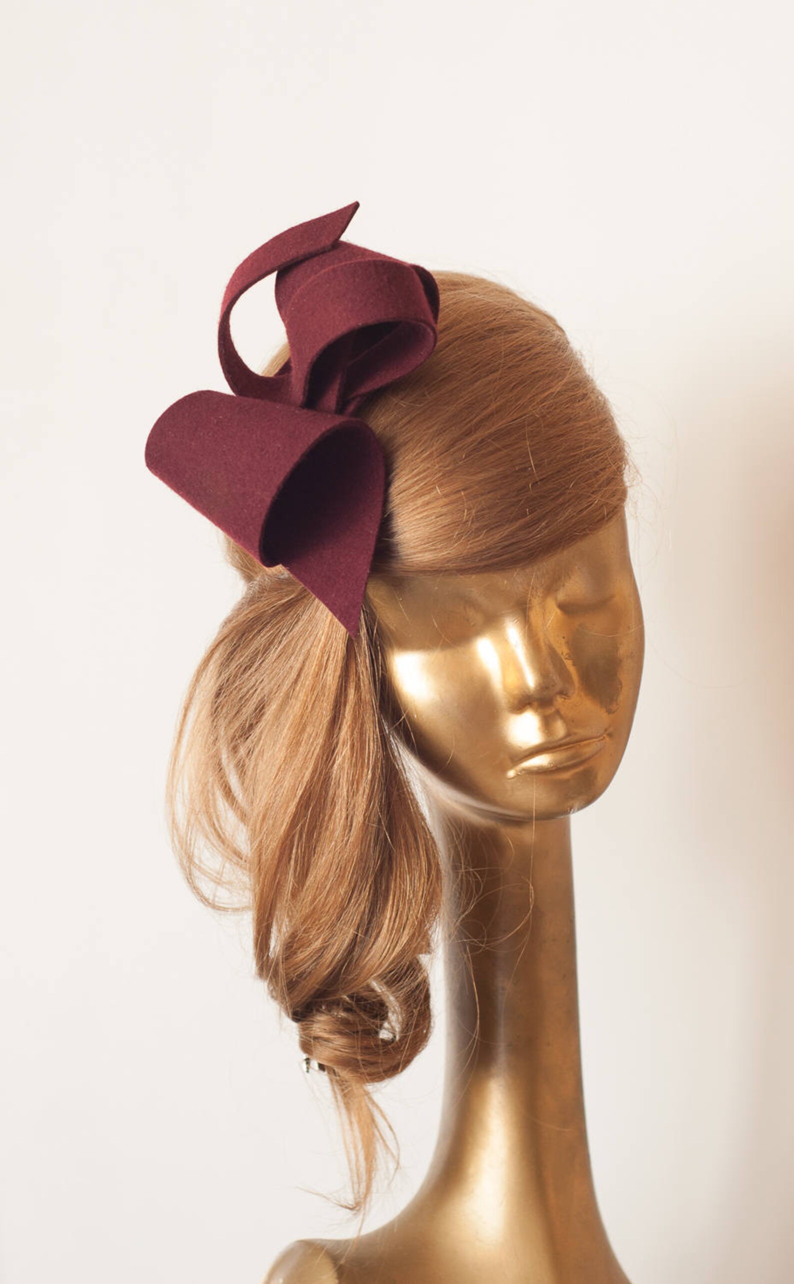Unique Modern Burgundy FELT FASCINATOR. BRIDAL Fascinator . - Etsy