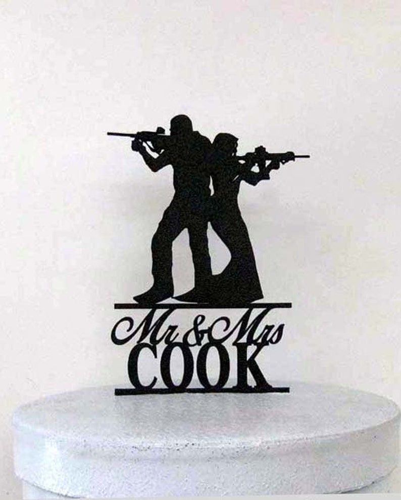 Personalized Wedding Cake Topper Rifle Gun Wedding With Mr | Etsy