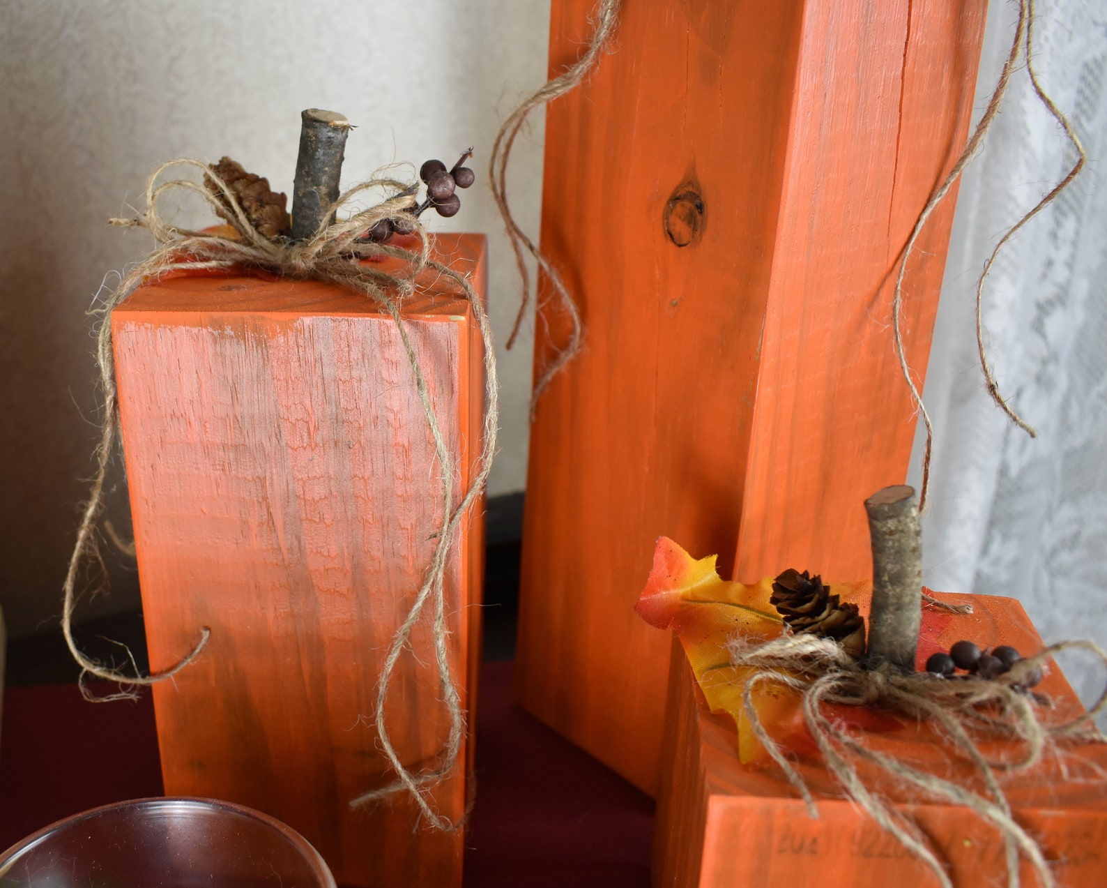 Set of 3 Wooden Pumpkin Blocks / Farmhouse Fall, Halloween, or ...