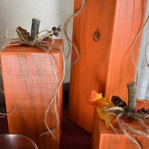 Set of 3 Wooden Pumpkin Blocks / Farmhouse Fall, Halloween, or ...