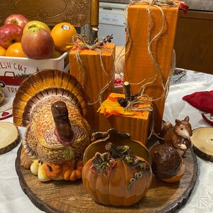 Set of 3 Wooden Pumpkin Blocks / Farmhouse Fall, Halloween, or ...