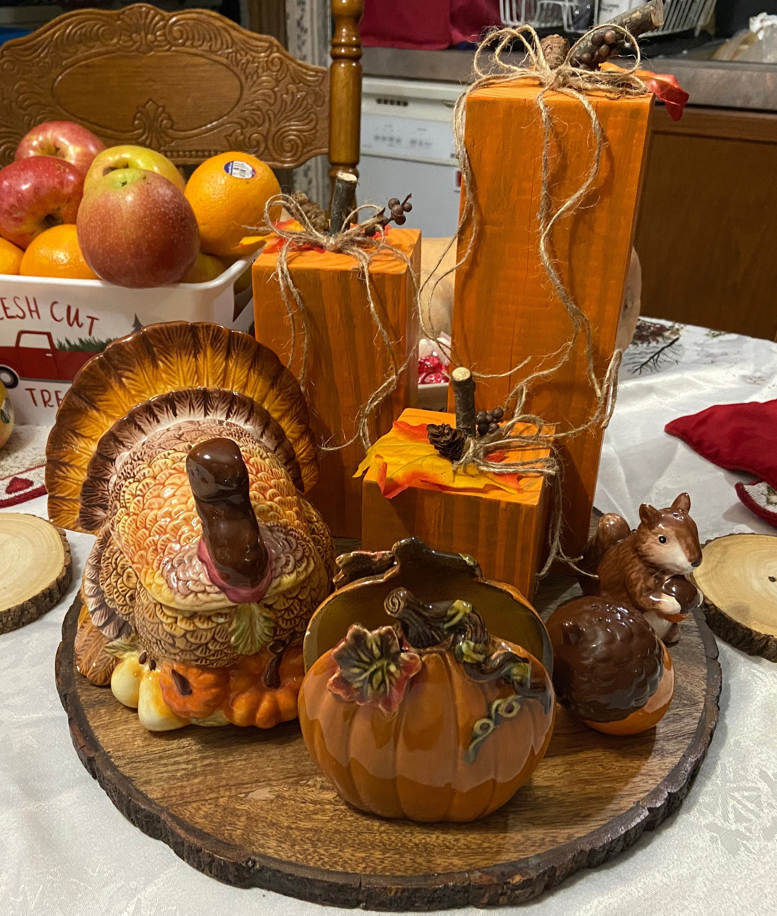 Set of 3 Wooden Pumpkin Blocks / Farmhouse Fall, Halloween, or ...
