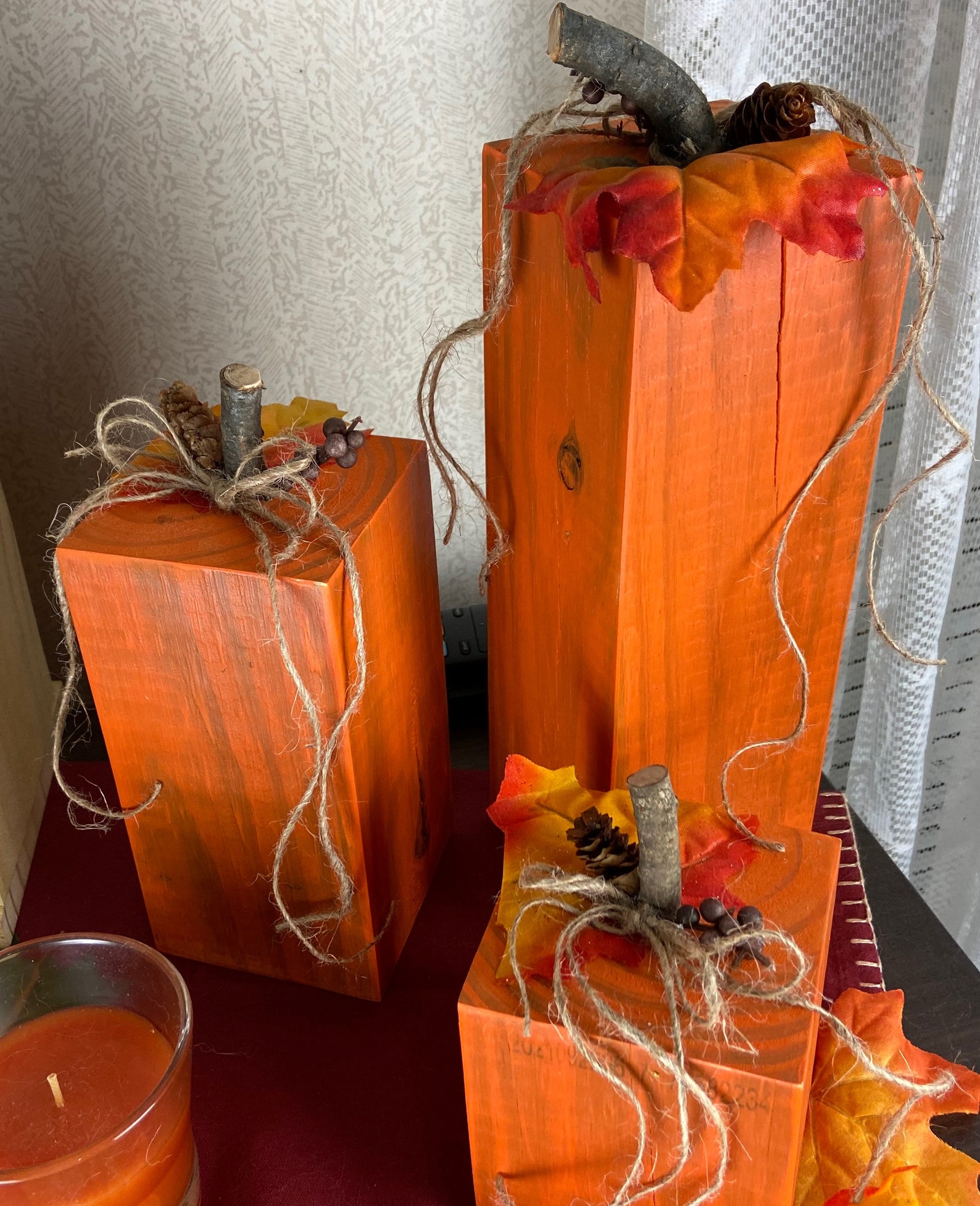 Set of 3 Wooden Pumpkin Blocks / Farmhouse Fall, Halloween, or ...