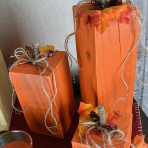 Set of 3 Wooden Pumpkin Blocks / Farmhouse Fall, Halloween, or ...