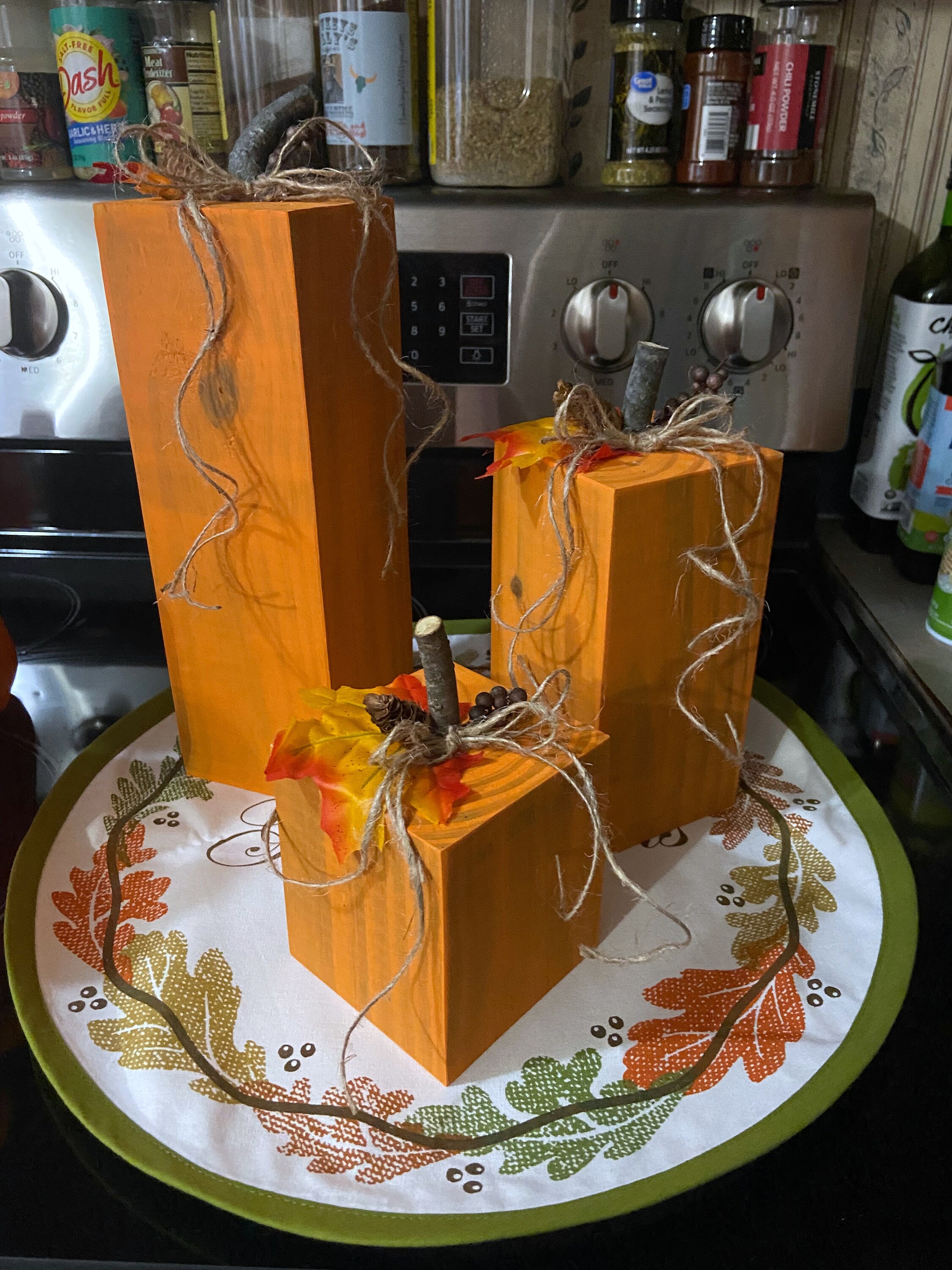 Set of 3 Wooden Pumpkin Blocks / Farmhouse Fall, Halloween, or ...