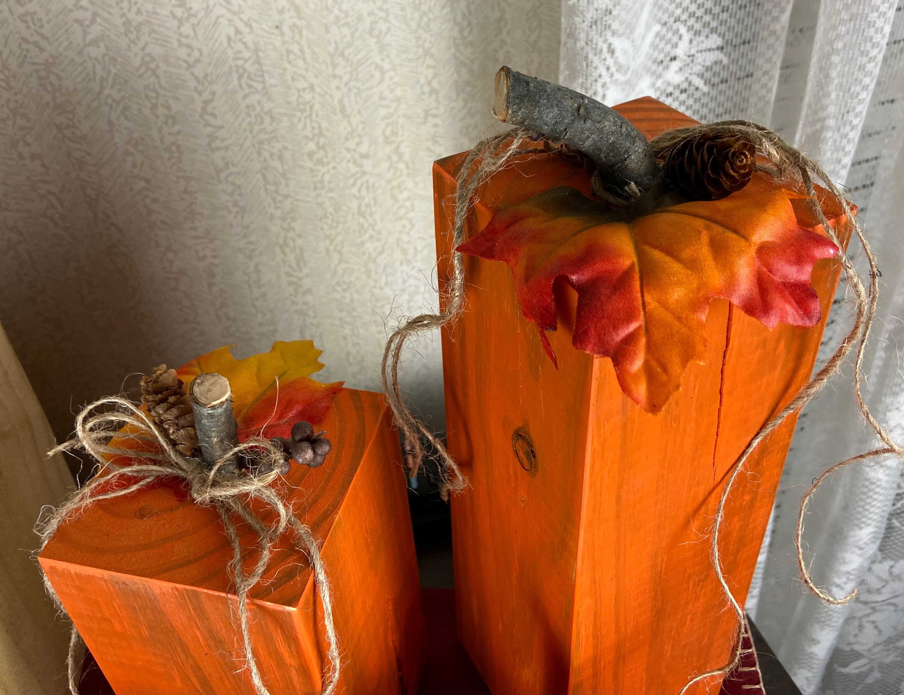 Set of 3 Wooden Pumpkin Blocks / Farmhouse Fall, Halloween, or ...