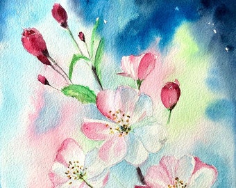 Fox Art Spring Original Watercolor Painting of Size 912 - Etsy