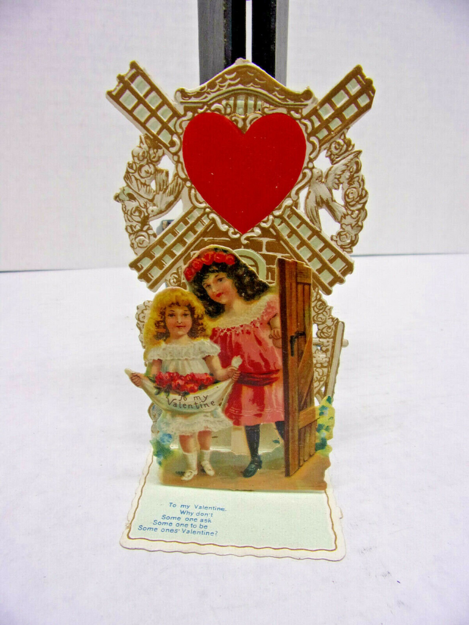 1900s Valentines Day Pull Down Card Signed O | Etsy