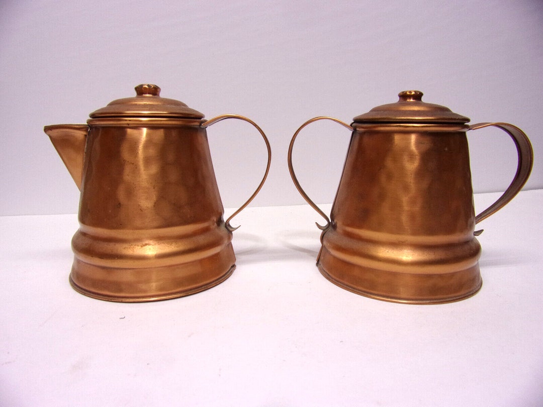 Signed Gregorian Hammered Copper Creamer and Sugar Bowl - Etsy