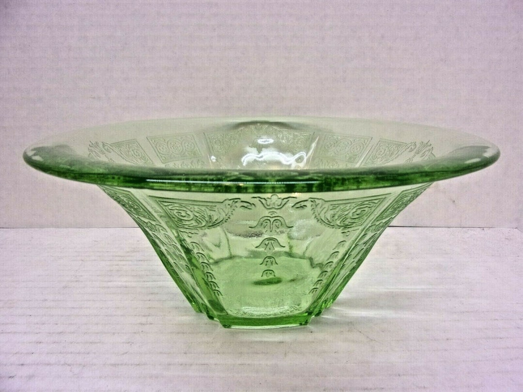 Princess Pattern Green Depression Glass Hat Shaped Bowl Vintage - Etsy