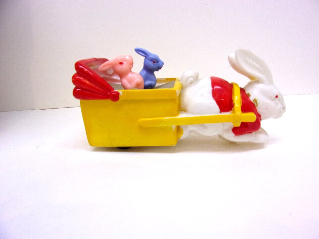 1950s Plastic Easter Rabbit Pulling Cart With Two Babies - Etsy