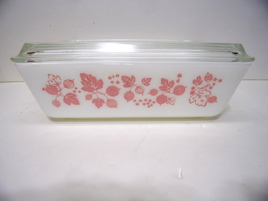 Pyrex Pink on White Gooseberry Pattern 503 With Lid - Etsy
