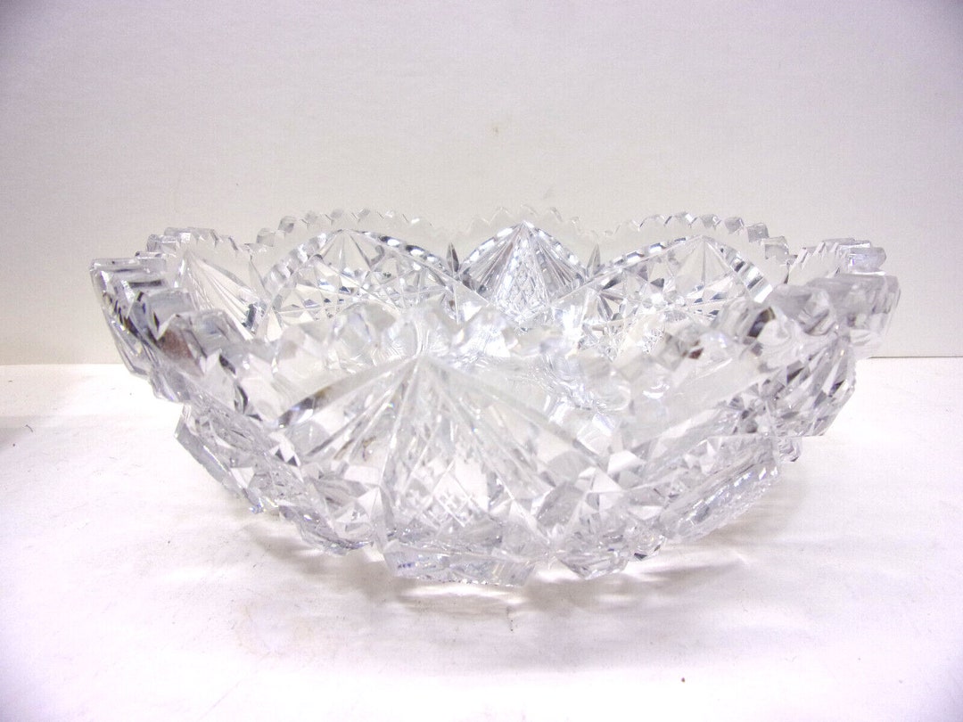 Signed Libbey American Brilliant Period Cut Glass Iola Pattern 8" Bowl ...