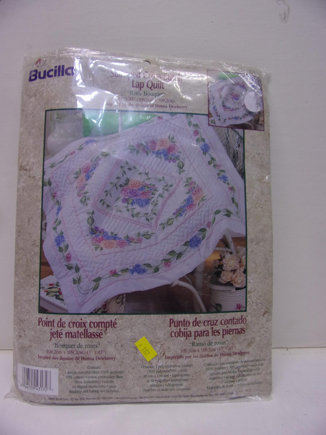 NOS Bucilla Stamped Cross Stich Lap Quilt 43 by 43 Rose Bouque - Etsy