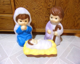 General Foam Nativity 3 Piece Set 28 Lighted Blow Mold Mary Joseph Baby ...