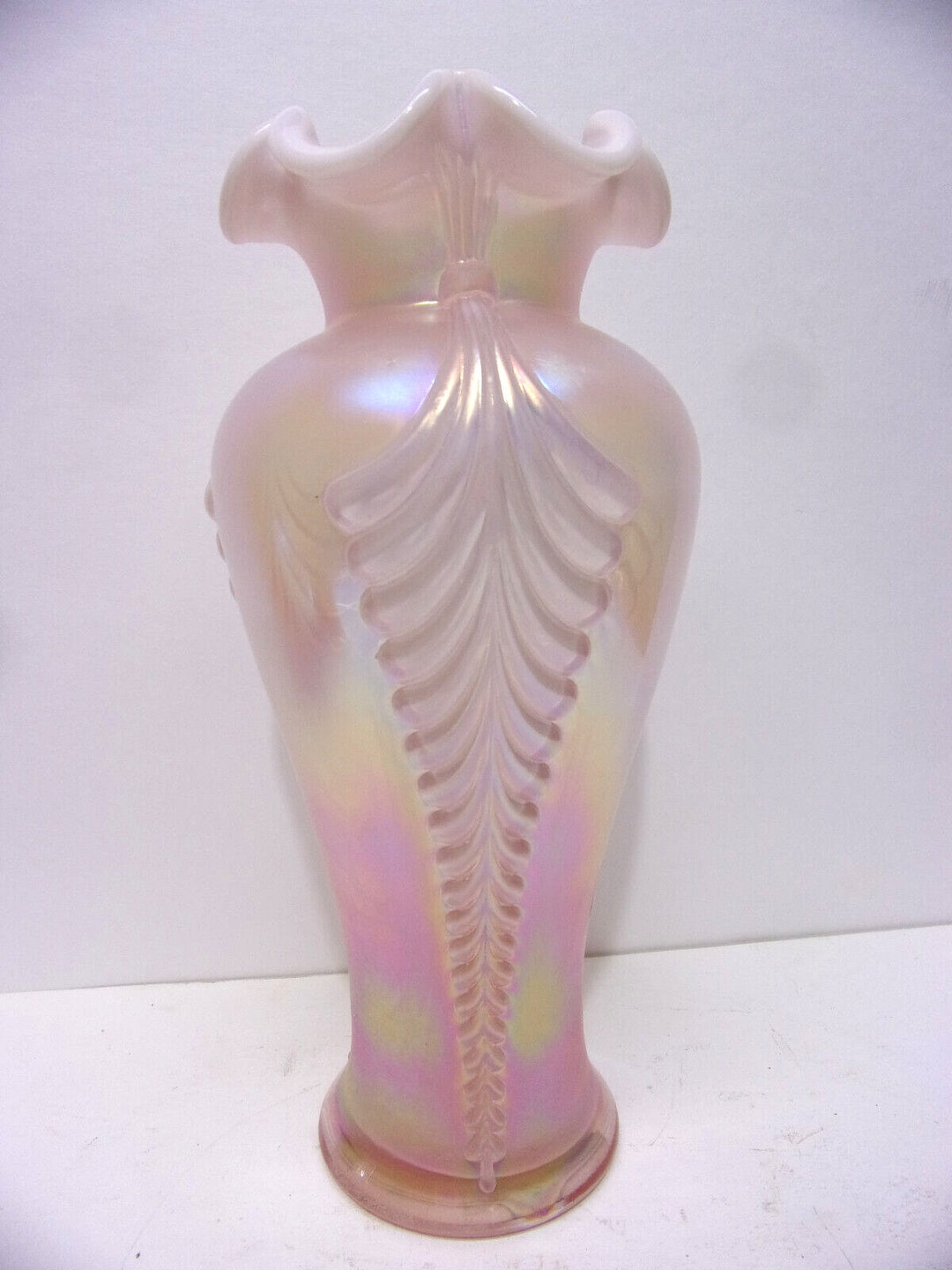 Fenton Pink Champagne Carnival Glass Opalescent Feather Pattern 11 ...