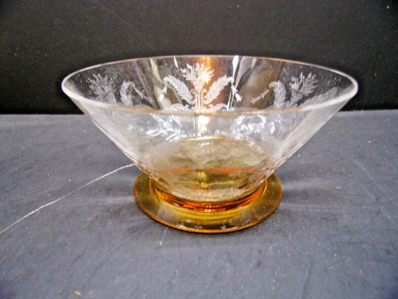 Rare Tiffin Amber Footed Flaming Urn pattern Bowl | Etsy