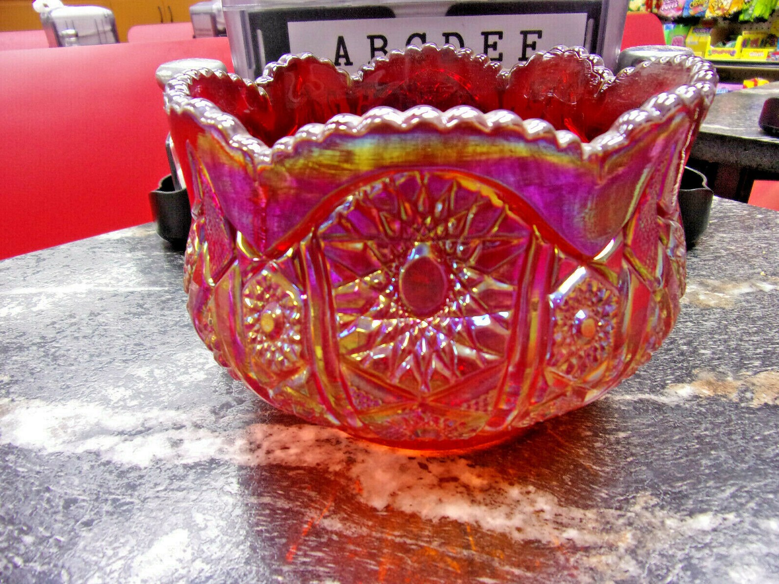 Imperial Glass Ruby Red Sunset Pattern Carnival Glass 6 - Etsy
