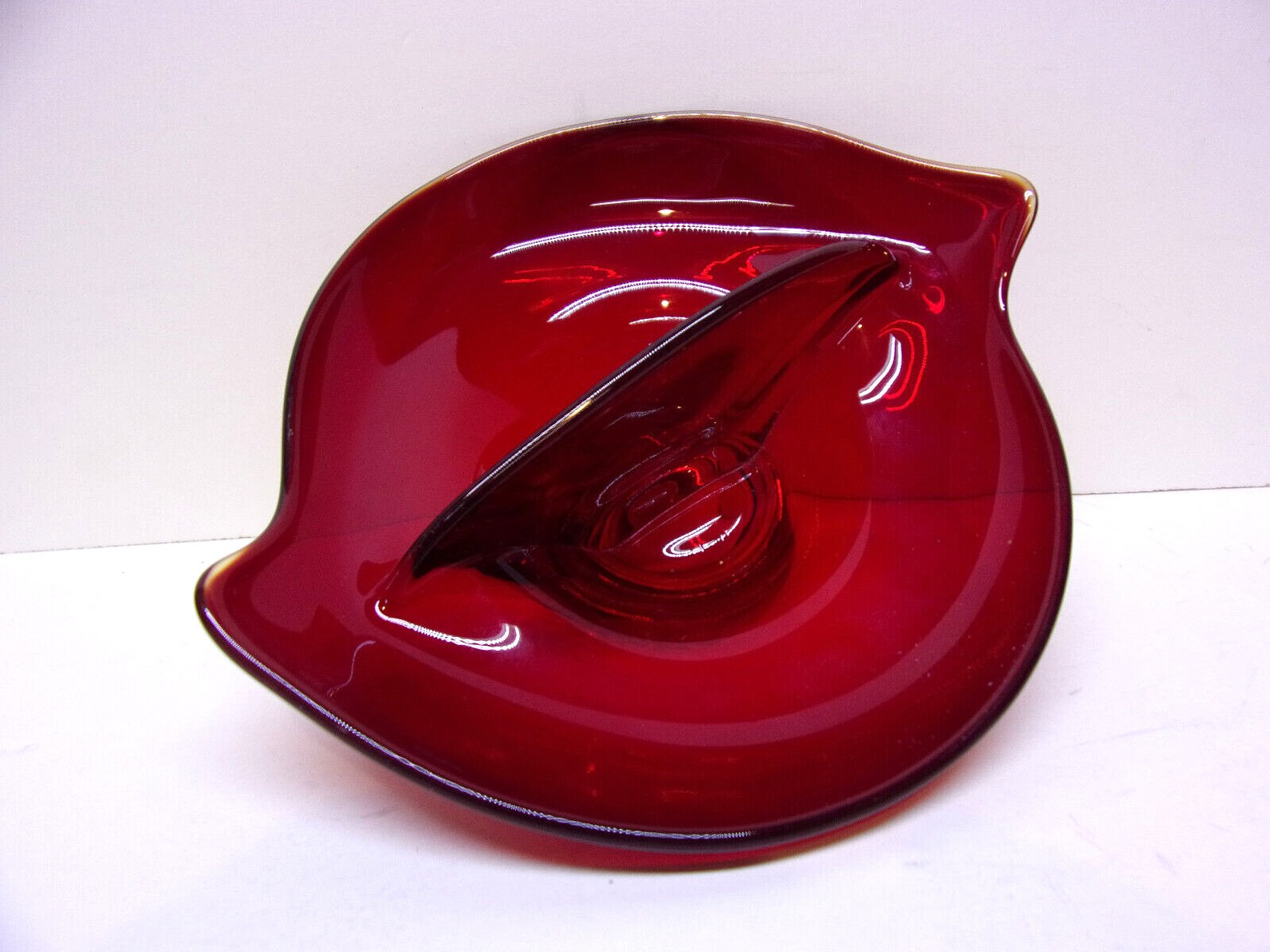 Mod Viking Ruby Red Glass Orb Form Divided Candy Dish - Etsy
