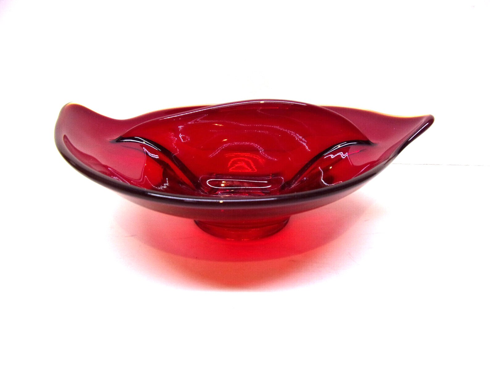 Mod Viking Ruby Red Glass Orb Form Divided Candy Dish - Etsy