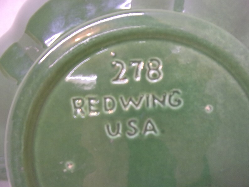 Red Wing Low Bowl Green Yellow 278 Art Pottery Scalloped Dish | Etsy