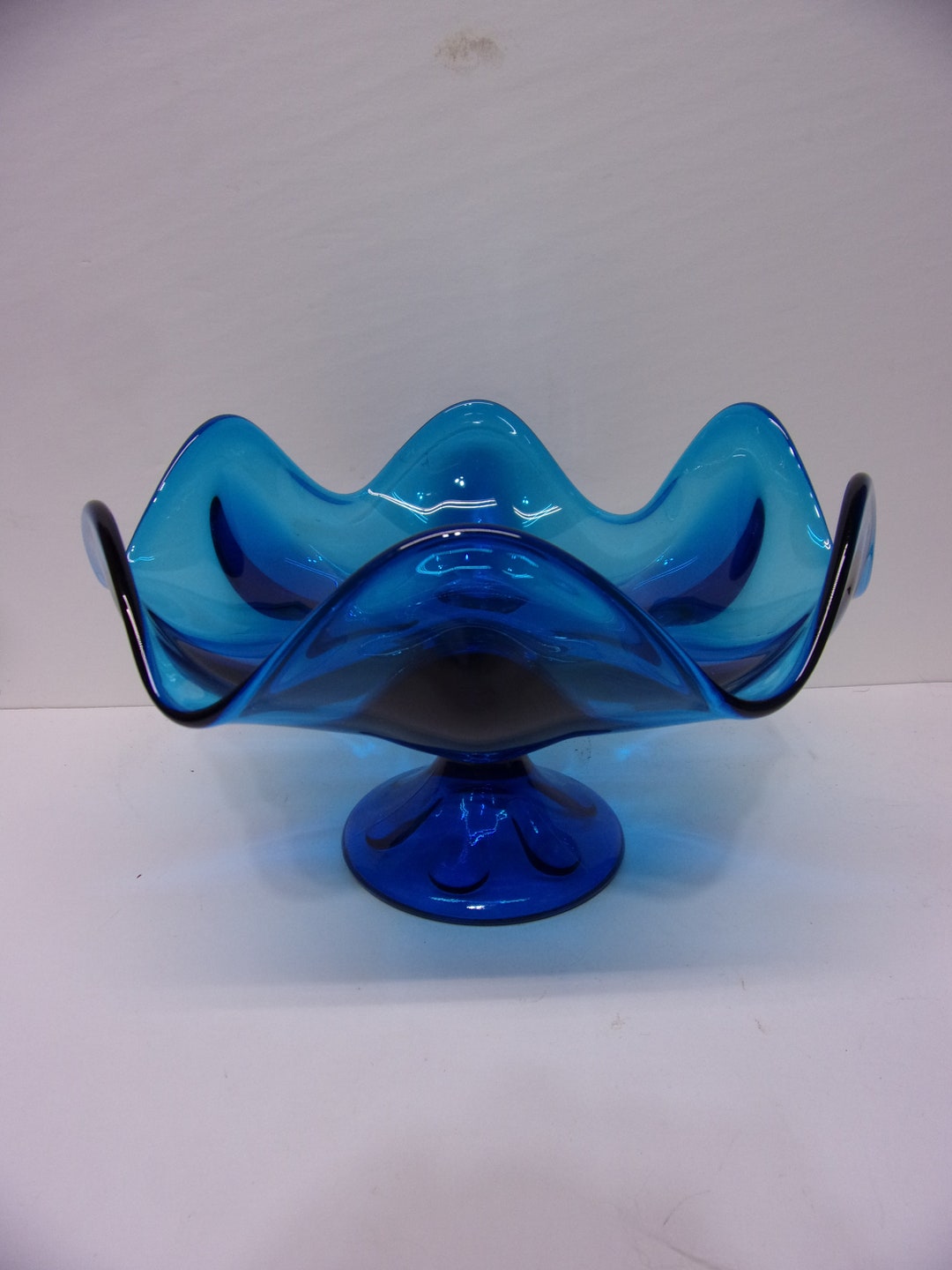Viking Bluenique Glass 9 1/2 Console Bowl - Etsy