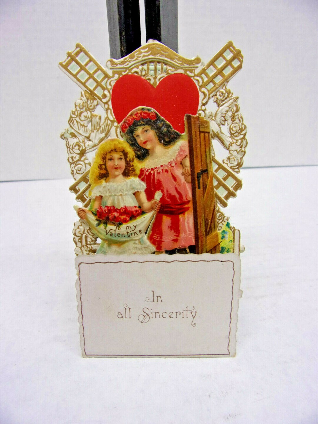 1900s Valentines Day Pull Down Card Signed O - Etsy