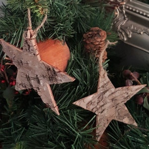 9cm Real Birch Bark Star Wooden Christmas Tree Decorations, Real Birch ...