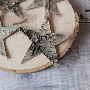 9cm Real Birch Bark Star Wooden Christmas Tree Decorations, Real Birch ...