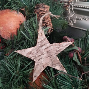9cm Real Birch Bark Star Wooden Christmas Tree Decorations, Real Birch ...