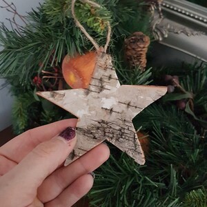 9cm Real Birch Bark Star Wooden Christmas Tree Decorations, Real Birch ...