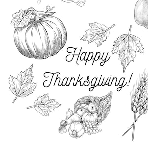 Beautiful Thanksgiving Coloring Page Harvest Fall Plants in Nature - Etsy