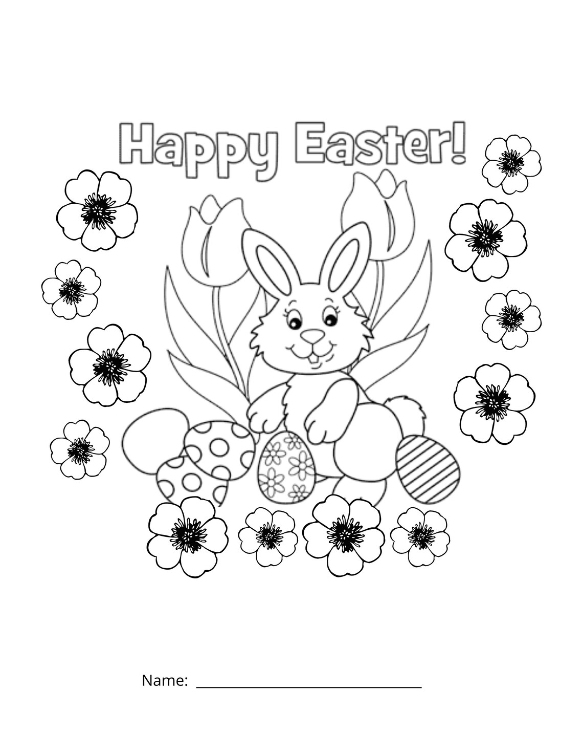 Happy Easter Coloring Page - Etsy