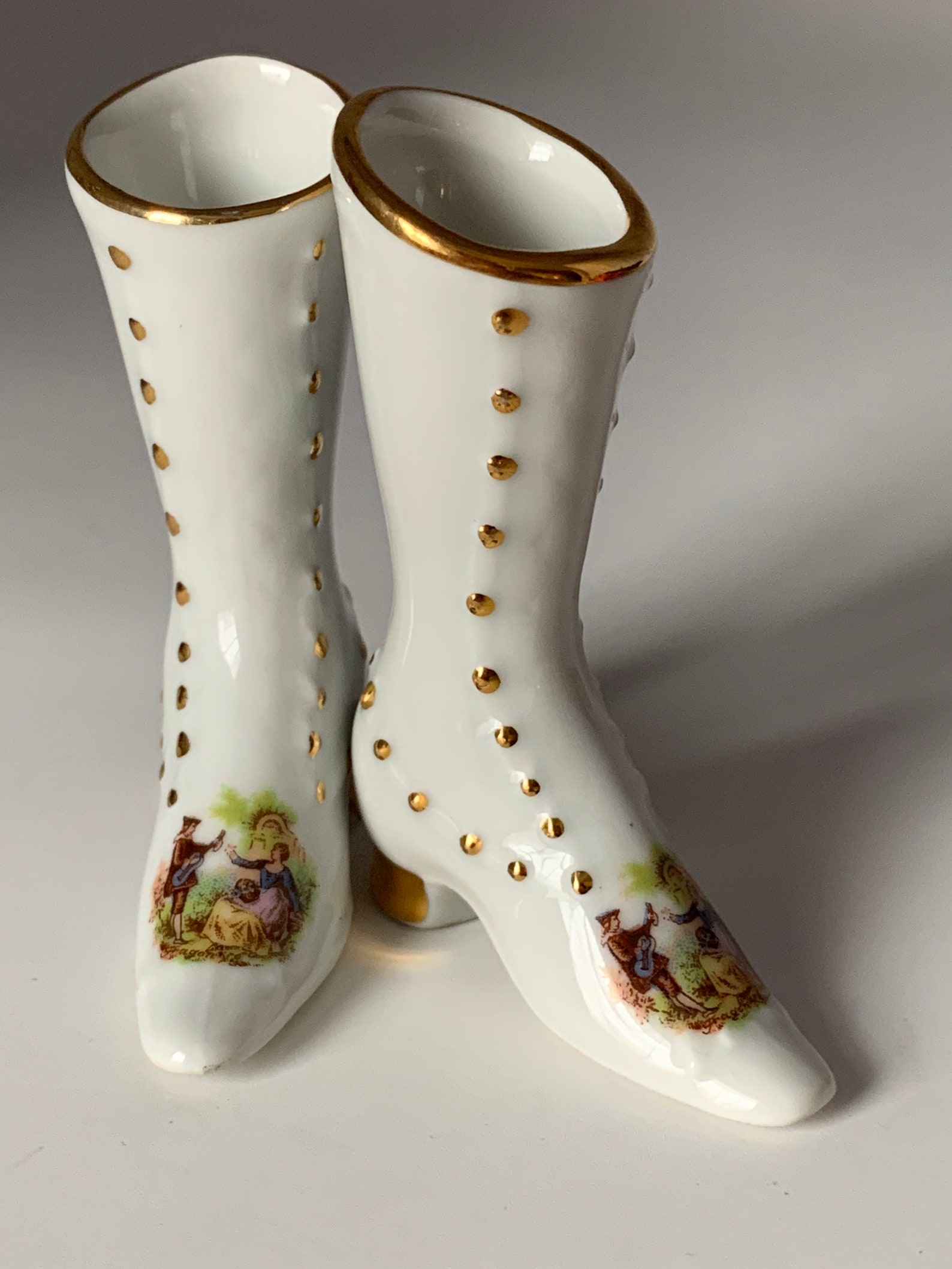 Limoges Boot Vases - Collectible Porcelain Shoe - Limoges France - Gilt ...