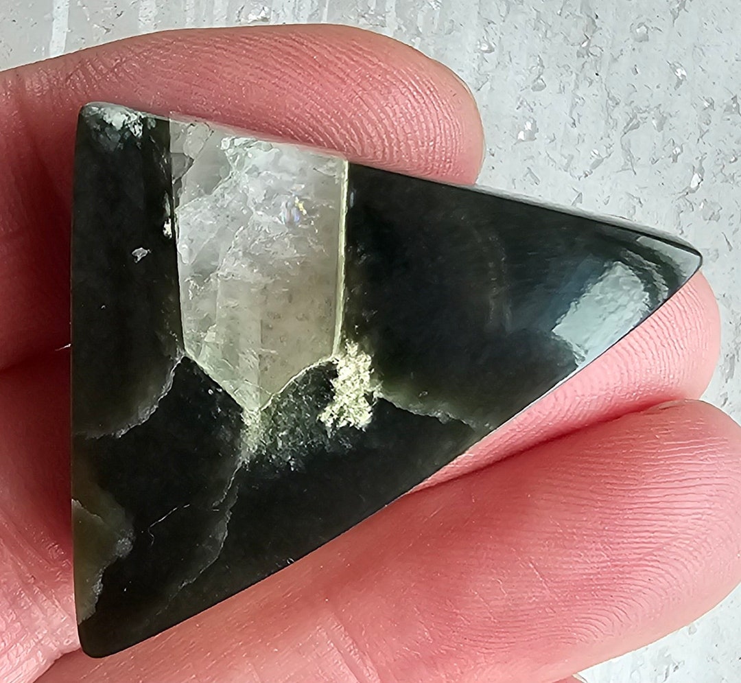 Jade With Embedded Quartz Crystal Stone - Etsy