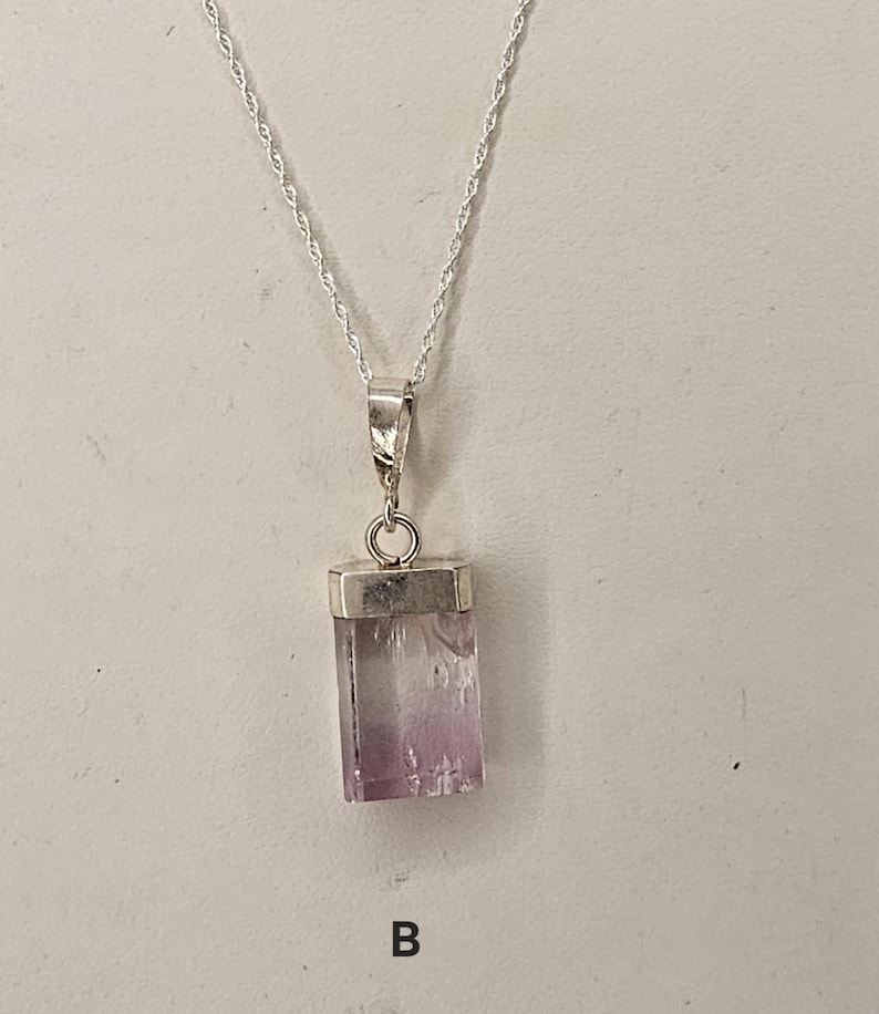 Kunzite Sterling Silver Crystal Pendant - Etsy