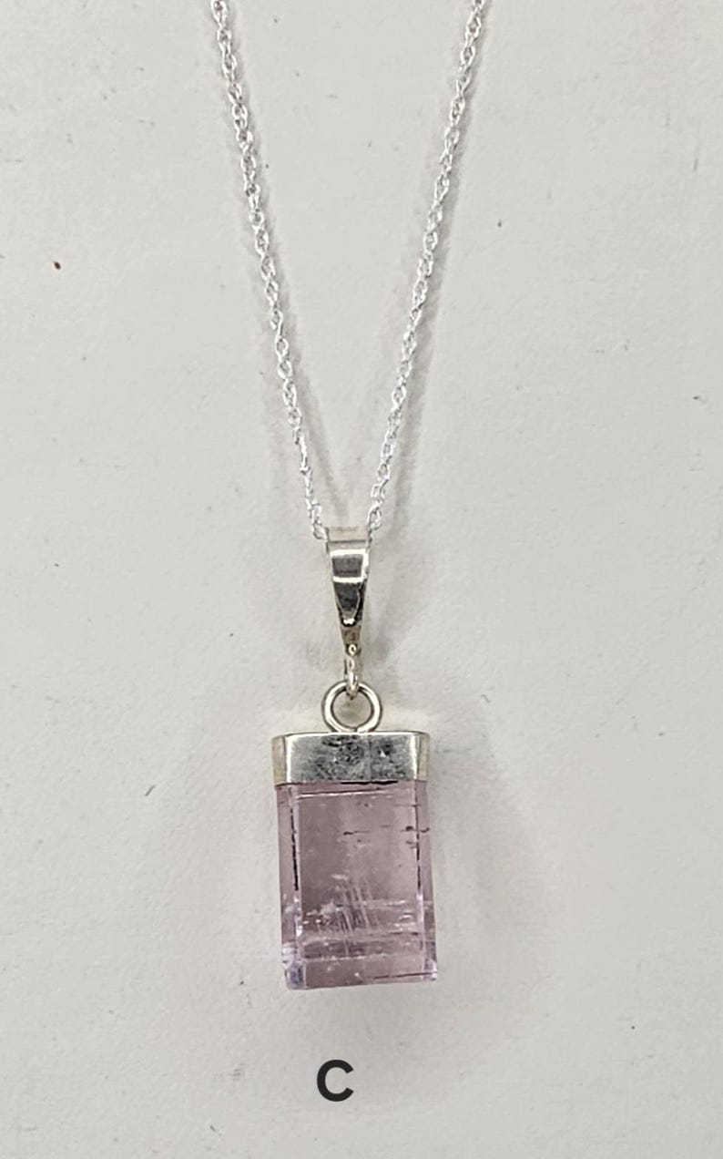 Kunzite Sterling Silver Crystal Pendant - Etsy
