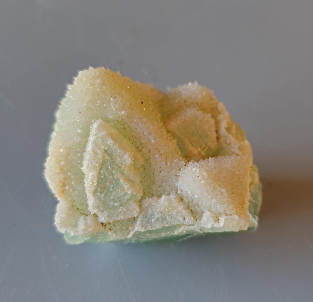 Rock Candy Green Fluorite Covered in White Drusy Quartz, BC Canada-2 - Etsy