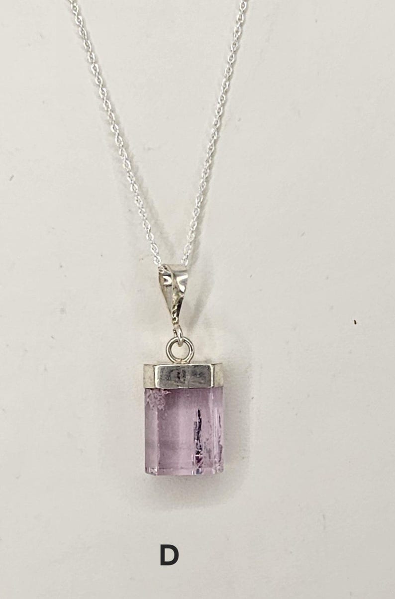 Kunzite Sterling Silver Crystal Pendant - Etsy