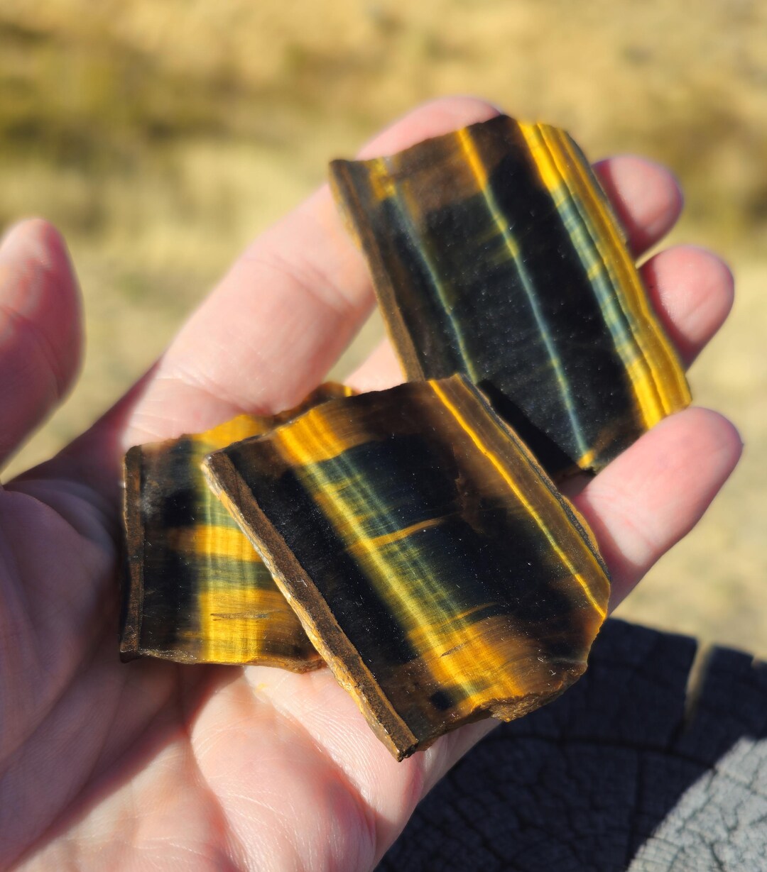 Blue and Golden Tigers Eye Slabs. Set of 3 ! - Etsy
