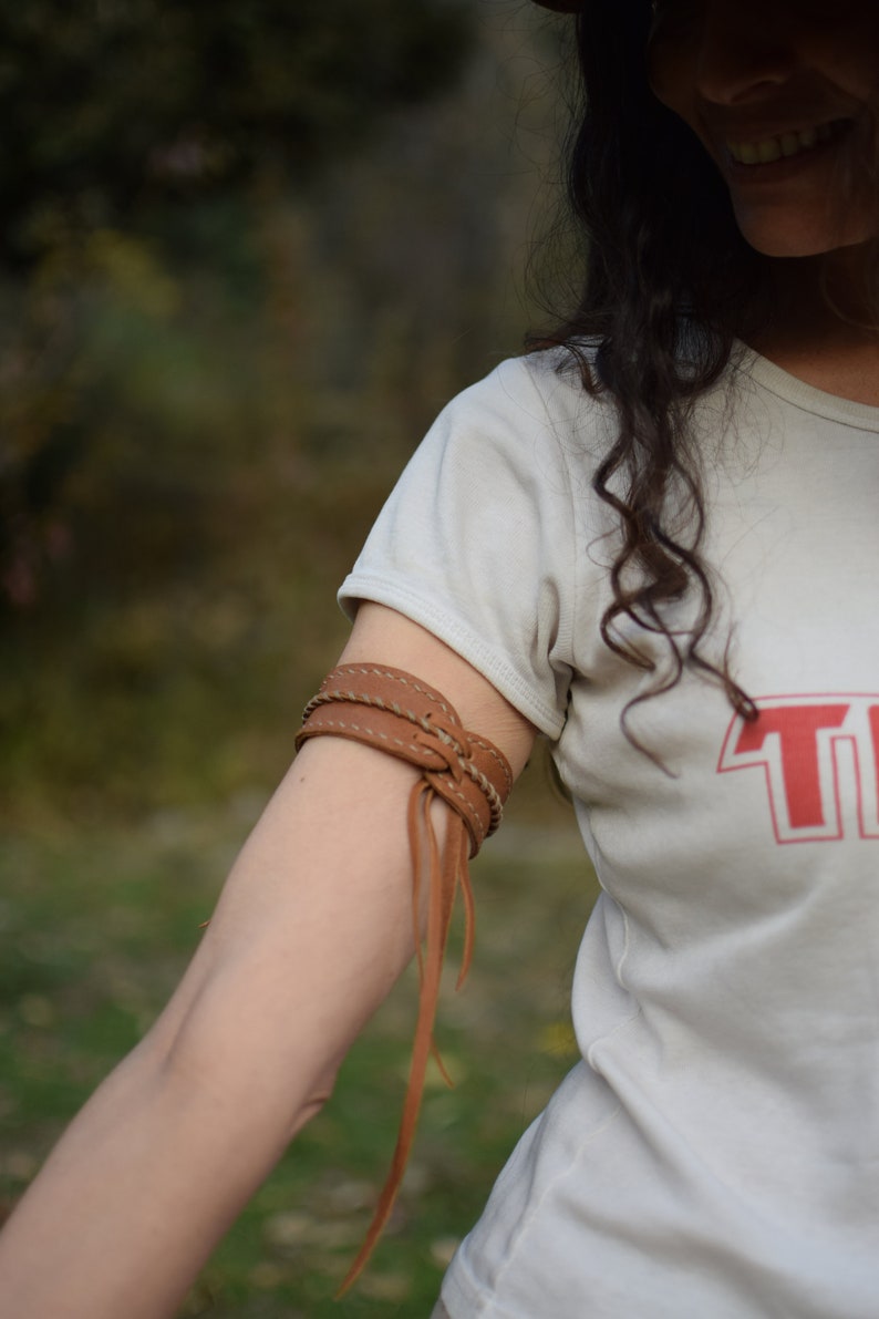 Upper Arm Bracelet Boho Leather Cuff Amazonite Armlet - Etsy