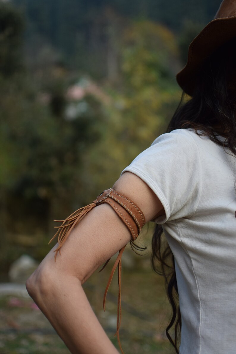 Upper Arm Bracelet Boho Leather Cuff Amazonite Armlet - Etsy