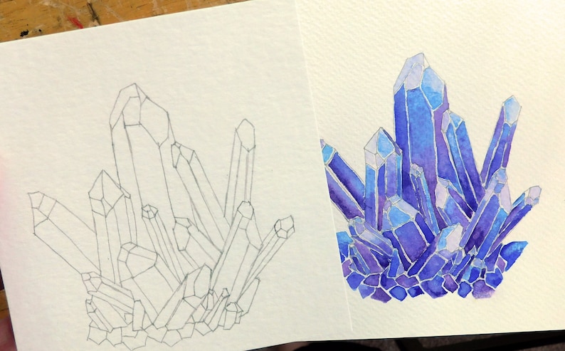 Painting Kit Paint Your Own Crystals Line Drawings Set of | Etsy