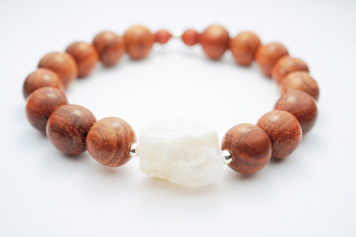 Bayong Wood Bead . Opal Natural Stone Bracelet With Sterling | Etsy