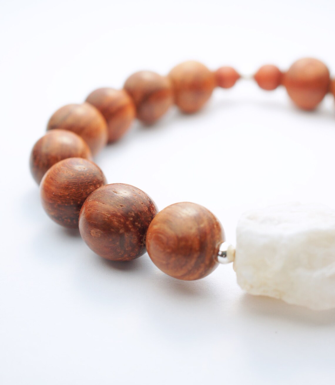 Bayong Wood Bead . Opal Natural Stone Bracelet With Sterling | Etsy